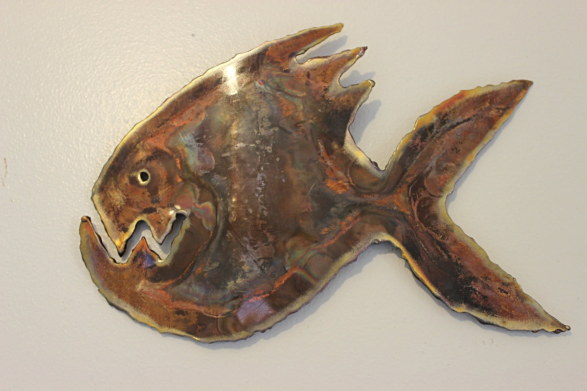 Copper Piranha Grumpy Fish Wall Art – Copperworkx